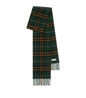 Burberry Cashmere Narrow Check Scarf - Green