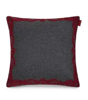 Etro Wool-blend Embroidered Paisley-trim Cushion - Grey
