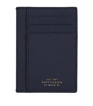Smythson Panama Leather Compact Card Holder - Blue