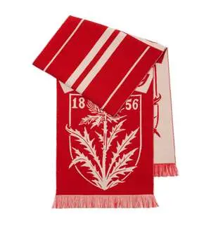 Burberry Wool Thistle Shield Scarf - Red