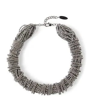 Brunello Cucinelli Sterling Silver Beaded Necklace - Grey