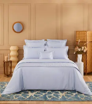 YVES DELORME Triomphe Celeste Super King Flat Sheet - Blue