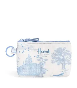 Harrods Toile Coin Purse - Blue