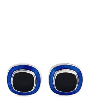 DEAKIN & FRANCIS Sterling Silver Enamel Cufflinks - Black