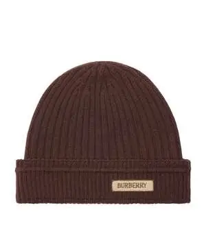 Burberry Wool Logo Beanie - Brown