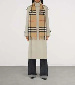 Burberry Cashmere Check Scarf - Beige