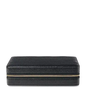 ASPINAL OF LONDON Large Leather Travel Jewellery Box - Black
