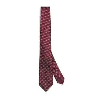 Giorgio Armani Silk Geometric Printed Neck Tie - Red