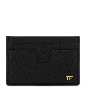 TOM FORD Leather T-line Card Holder - Black
