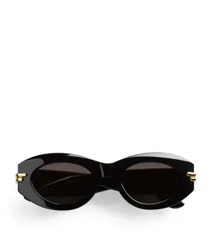 Bottega Veneta Oval Full Rim Sunglasses - Black