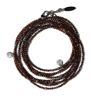 Brunello Cucinelli Sterling Silver Beaded Bracelet - Brown