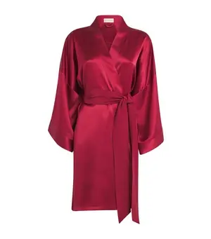 Olivia Von Halle Silk Mimi Robe - Red