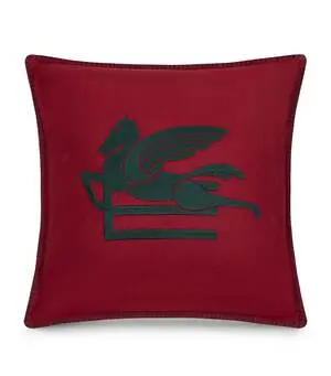 Etro Wool-blend Embroidered Ribot Cushion - Burgundy