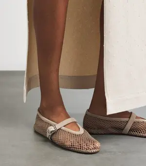 Alaïa Mesh Ballerina Flats - Beige