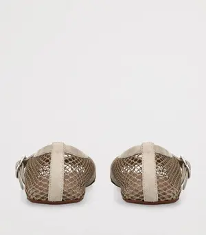 Alaïa Mesh Ballerina Flats - Beige