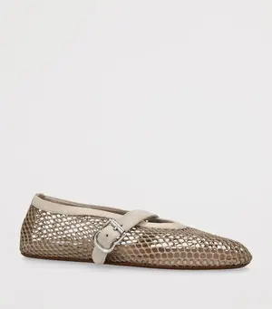 Alaïa Mesh Ballerina Flats - Beige