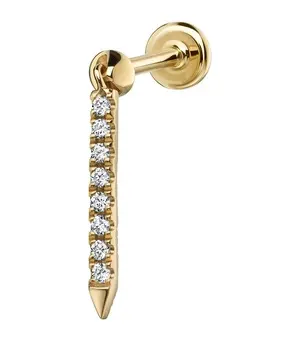 MARIA TASH Diamond Eternity Bar Charm Threaded Stud Earring - Gold