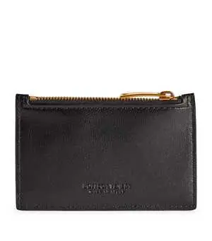 Bottega Veneta Leather Zipped Card Holder - Gold