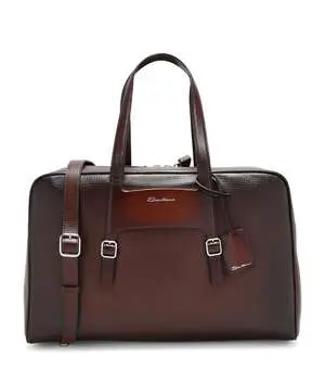 Santoni Leather Weekend Bag - Brown