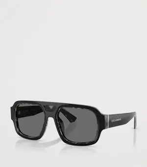 Dolce & Gabbana Oversized Pilot Sunglasses - Black