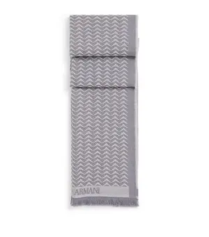 Giorgio Armani Wool Geometric Print Scarf - Grey