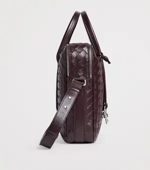 Bottega Veneta Leather Intrecciato Getaway Briefcase - Brown