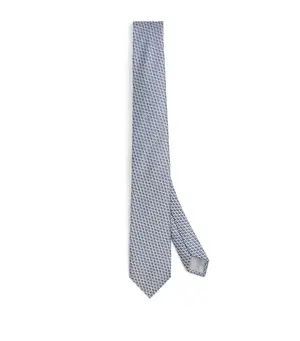 Giorgio Armani Silk Herringbone Neck Tie - Grey