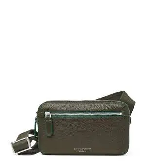 ASPINAL OF LONDON Leather Reporter Belt Bag - Green