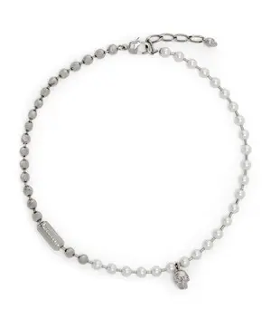 Alexander McQueen Faux Pearl And Skull Necklace - Black