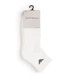Emporio Armani Cotton-blend Logo Ankle Socks - White