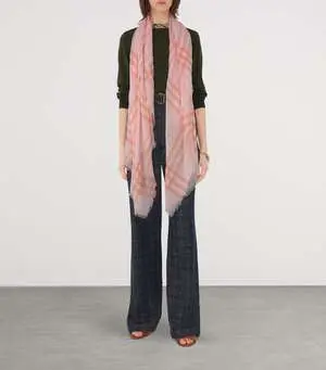 Burberry Wool Wide Check Scarf - Pink