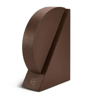 Assouline Leather Right Cubist Bookend - Brown