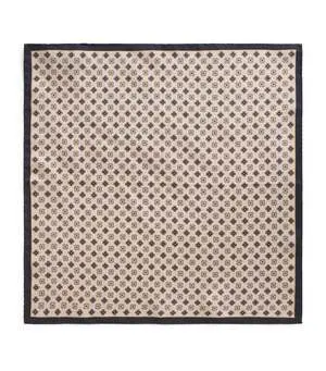 Canali Silk Tile Print Pocket Square - Beige