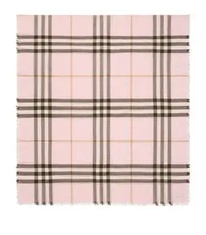 Burberry Wool Check Scarf - Pink