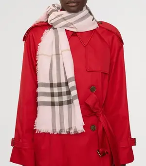 Burberry Wool Check Scarf - Pink