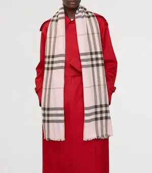 Burberry Wool Check Scarf - Pink