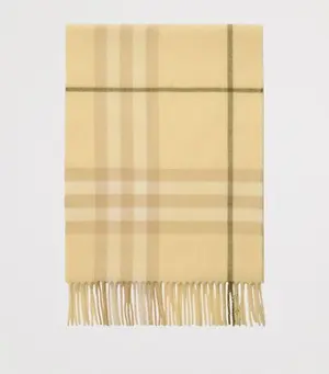 Burberry Cashmere Check Scarf - Yellow