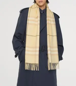 Burberry Cashmere Check Scarf - Yellow