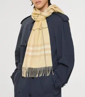Burberry Cashmere Check Scarf - Yellow