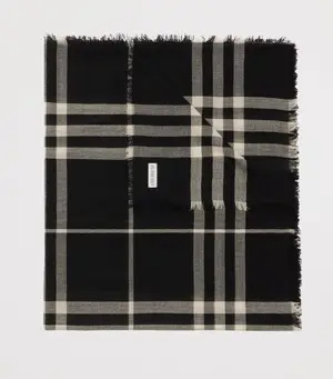 Burberry Wool Wide Check Scarf - Black