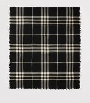 Burberry Wool Wide Check Scarf - Black