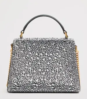 Valentino Garavani Mini Leather Top-handle Bag With Embellishments - Silver
