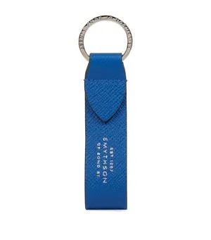 Smythson Panama Leather Keyring - Blue