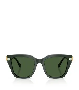 SWAROVSKI Acetate Oversized Sk6041 Sunglasses - Green
