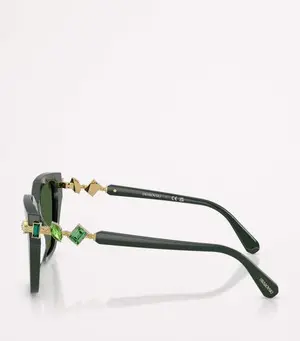 SWAROVSKI Acetate Oversized Sk6041 Sunglasses - Green