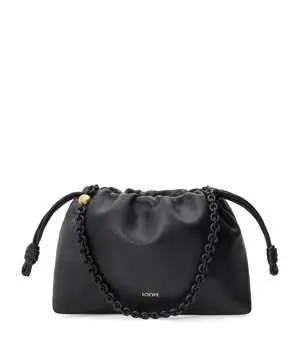 Loewe Medium Leather Flamenco Purse - Black