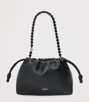 Loewe Medium Leather Flamenco Purse - Black