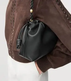 Loewe Medium Leather Flamenco Purse - Black