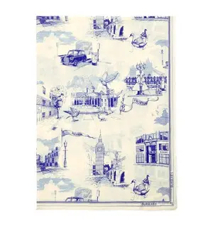 Burberry Silk-wool London Landmarks Scarf - Blue