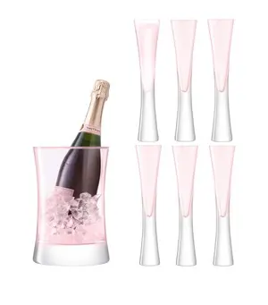 LSA INTERNATIONAL Moya Champagne Flutes And Ice Bucket Serving Set - Pink